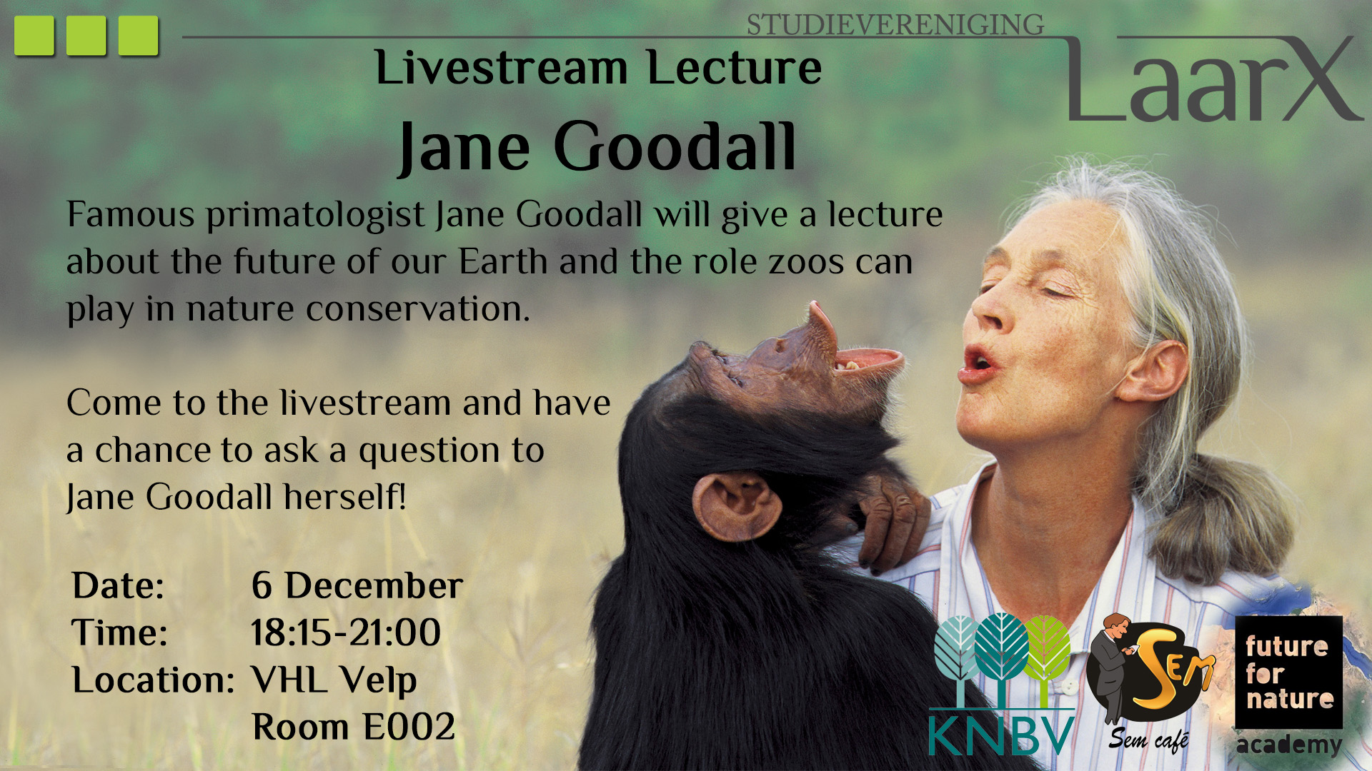 Jane Goodall livestream lecture – Studievereniging LaarX